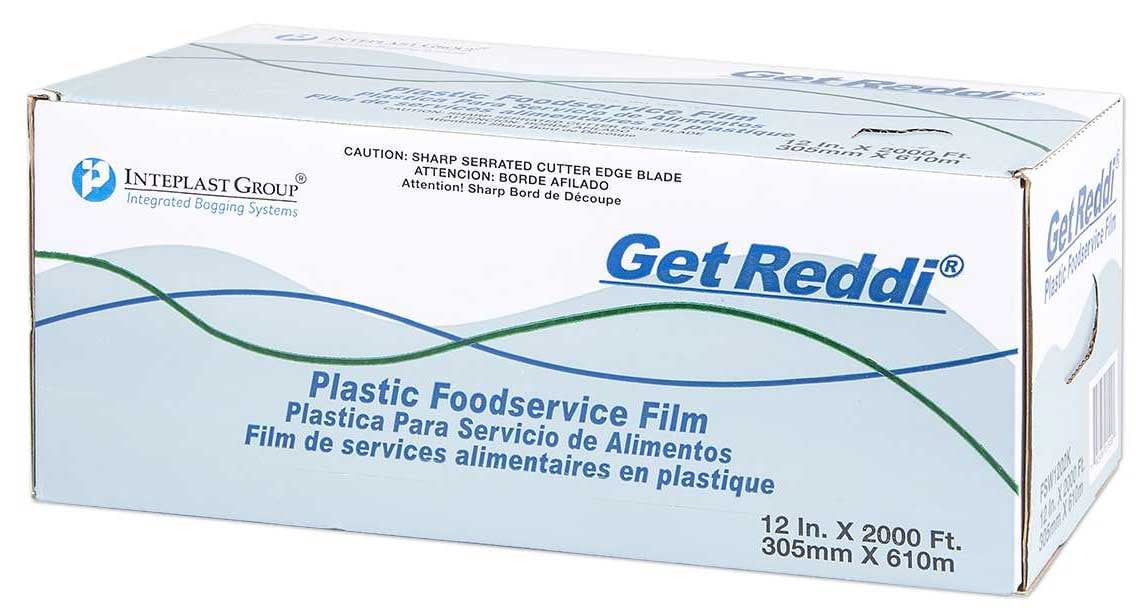 Inteplast Get Reddi Food Film Wrap Roll with Cutter, 12 inch x 2000 ...