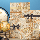 World Map Globe Travel Bon Voyage Gift Wrapping 16ft Roll Paper ...