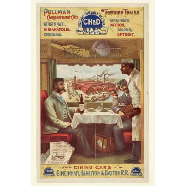 Print: Pullman Compartment Cars Through Trains -- Interior Of Dining ...