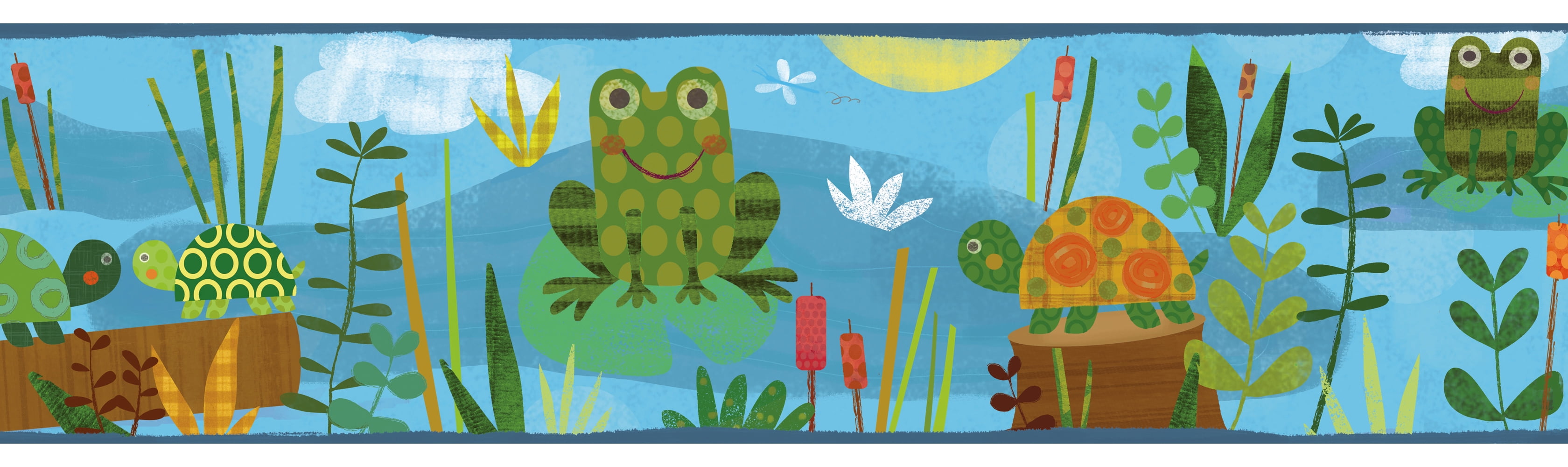 Chesapeake Kermis Blue Frog Marsh Toss Border - Walmart.com