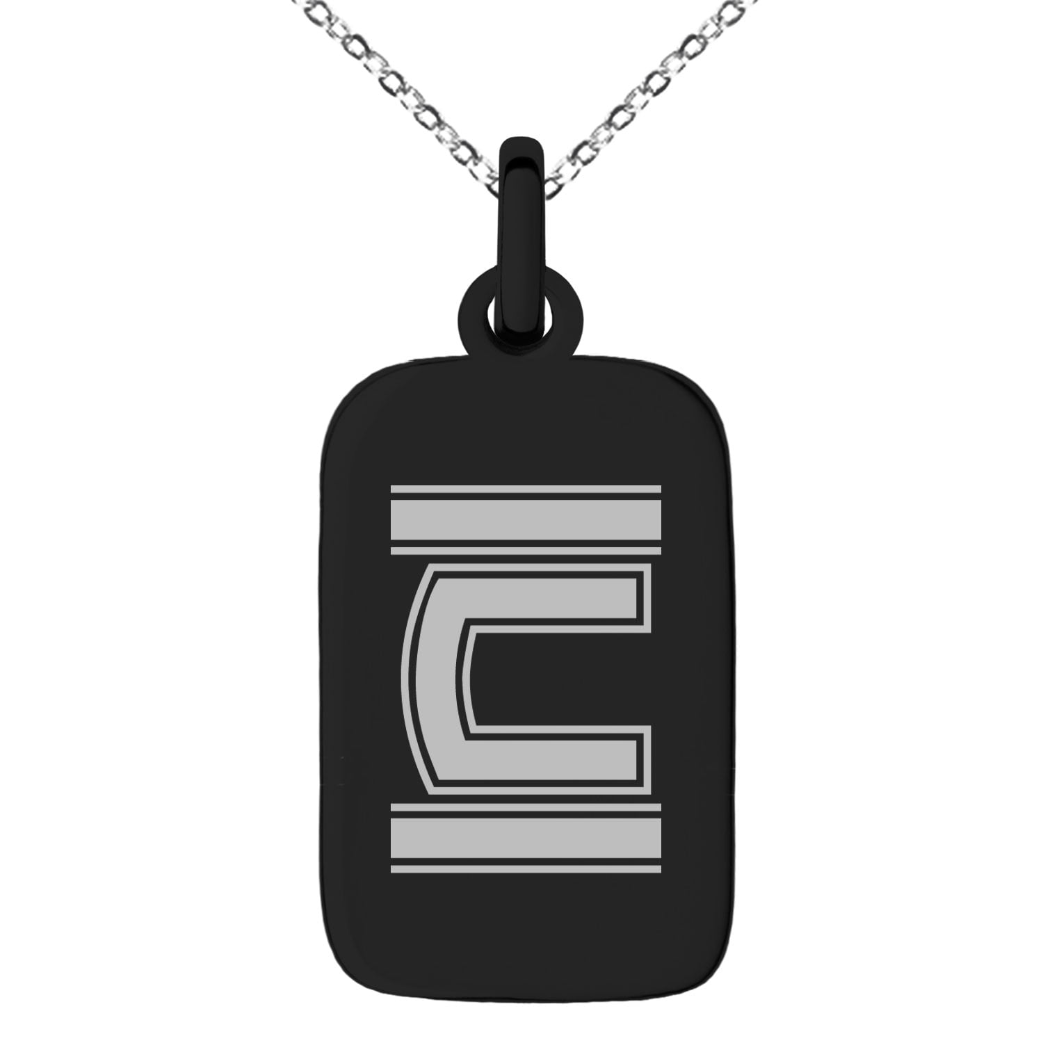 Stainless Steel Letter C Initial Empire Monogram Engraved Small ...