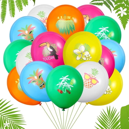 Lepai 60 Pcs Hawaii Aloha Party Balloon Luau Tropical Balloon Hawaiian ...