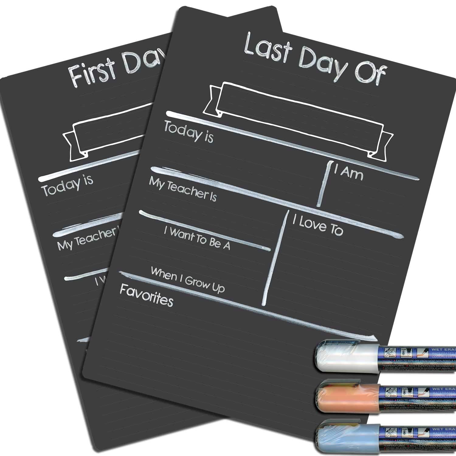 Cohas Simple First and Last Day of School Milestone Chalkboards, 9 by ...