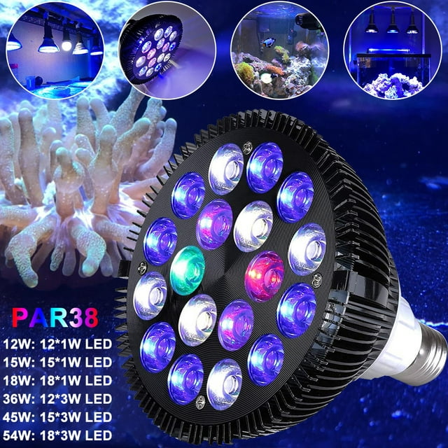 DYstyle LED Aquarium Light Bulb Full Spectrum 12W-54W Fish Tank Spot ...