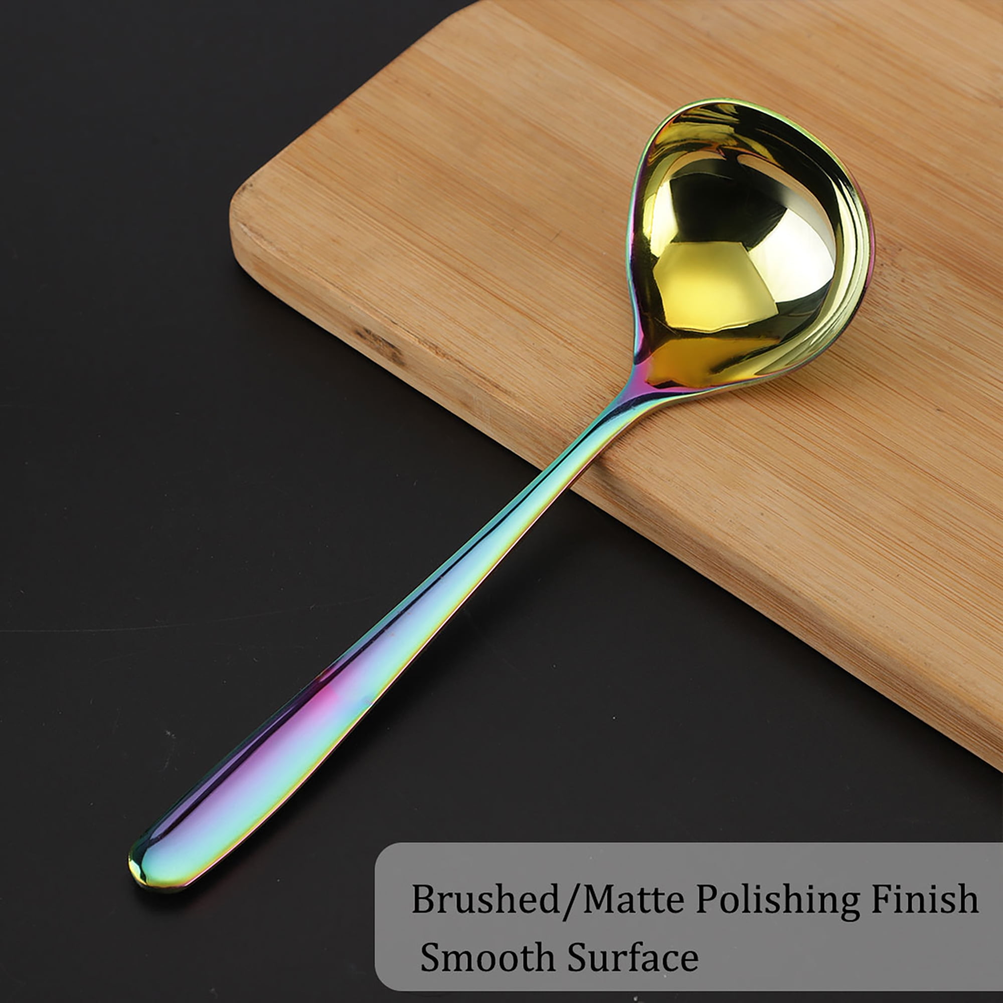 7.8" Stainless Steel Cooking Supplies Rainbow Color Soup Ladle Spoon ...