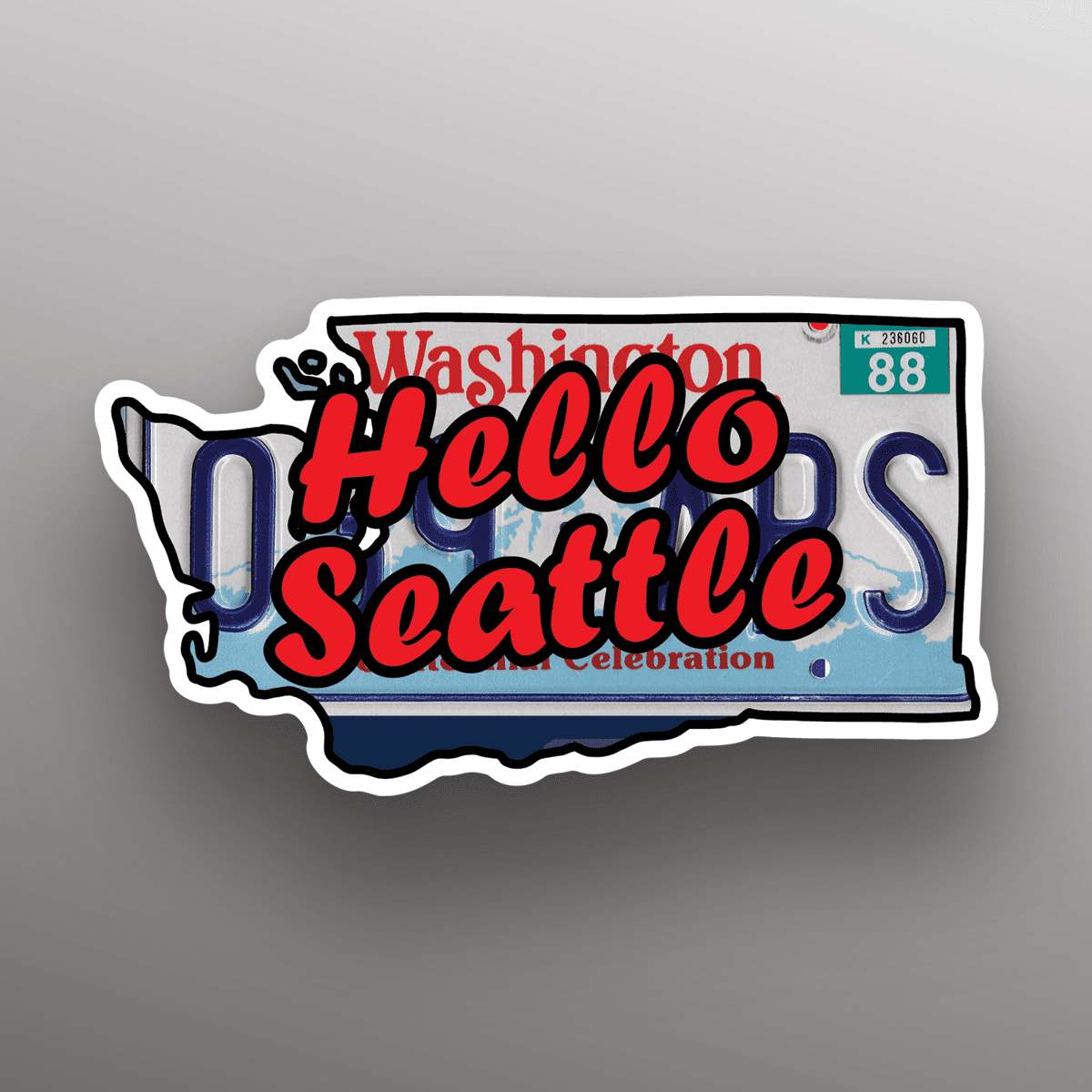 Hello Seattle Washington State Shape Great Gift Idea Single 5 Inch ...