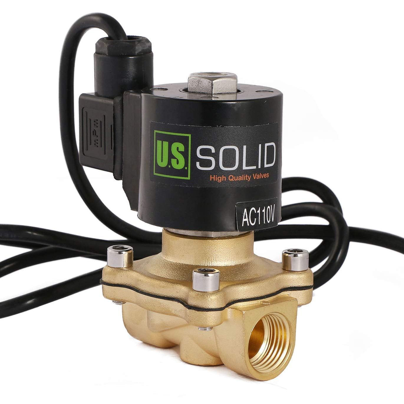 U.S. Solid 1/2" NPT Electric Solenoid Valve 110V AC Normally Closed Brass IP67 - Walmart.com