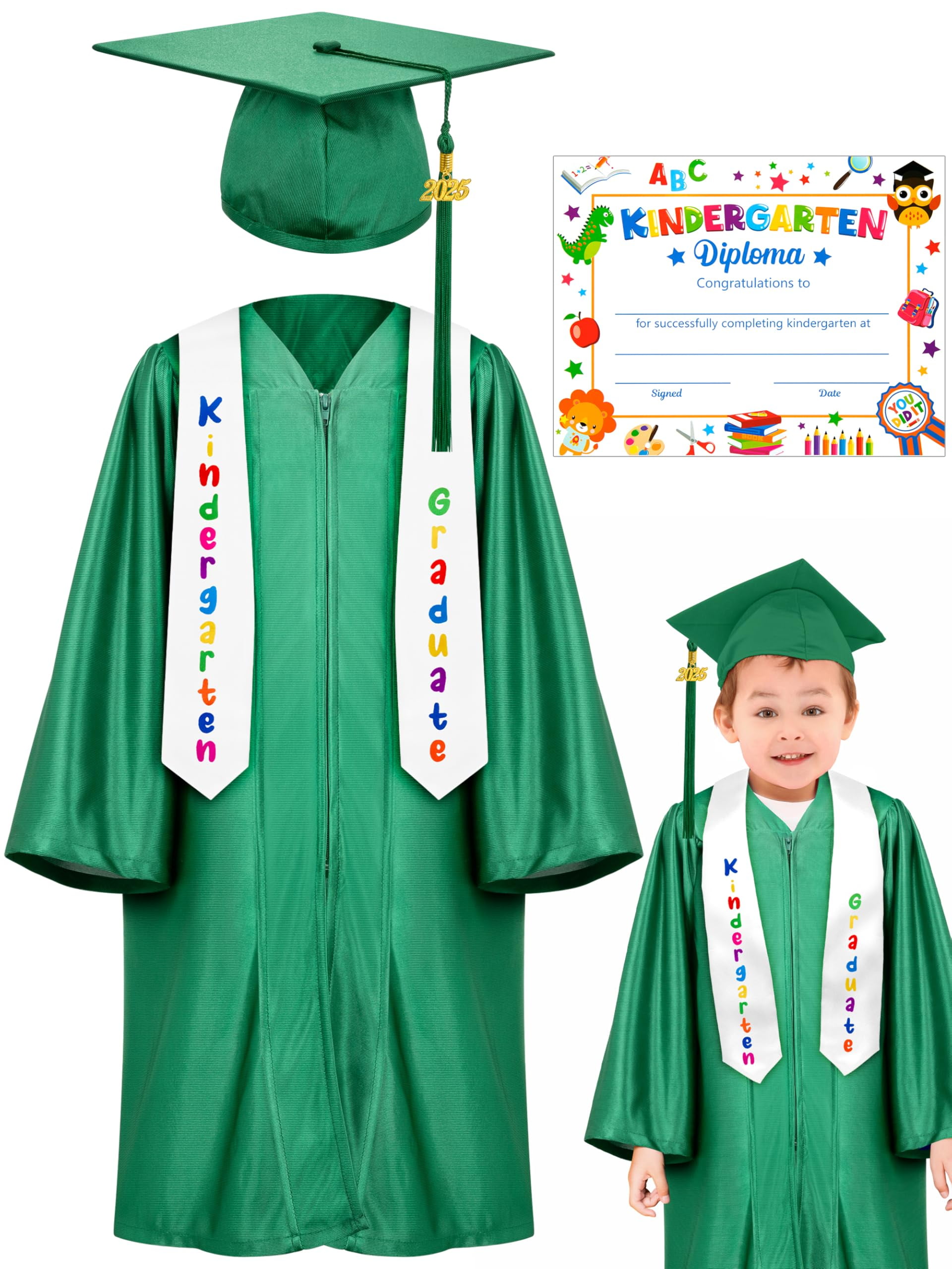 Set de gorra y bata de graduación QZYL 2025 Kids Kindergarten | Bodega ...