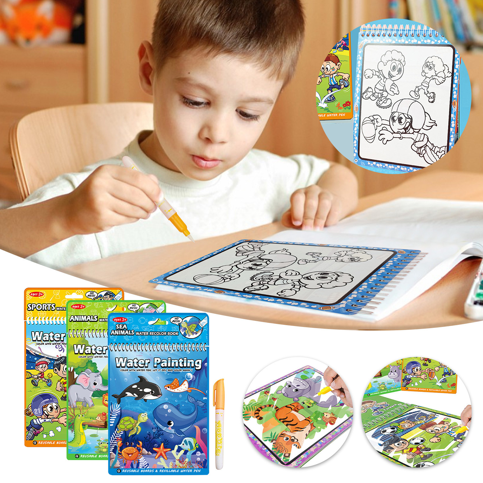 Buy Fridja Children's Water Painting Book Graffiti Coloring Book Water ...