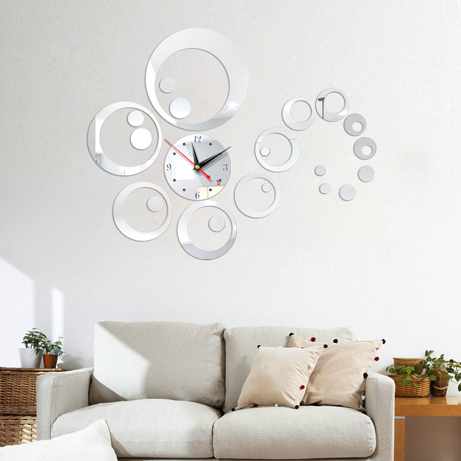 Frameless Wall Clock, EEEkit Modern 3D Clock Frameless Mirror Wall ...