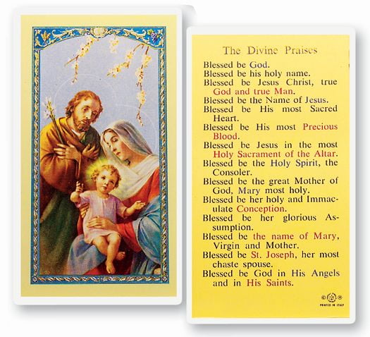 The Divine Praises Laminated Catholic Prayer Holy Card with Prayer on ...