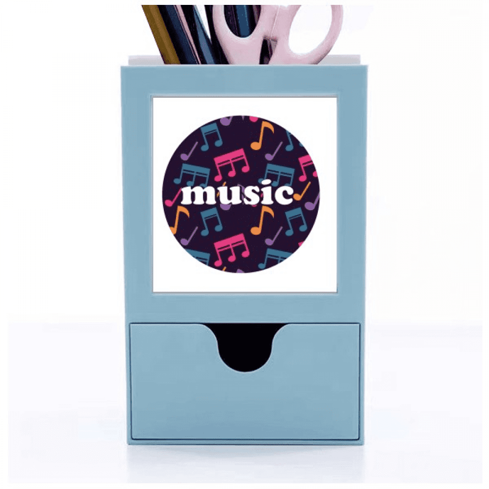 Colourful Music Notes Black Desk Supplies Organizer Pen Holder Card ...