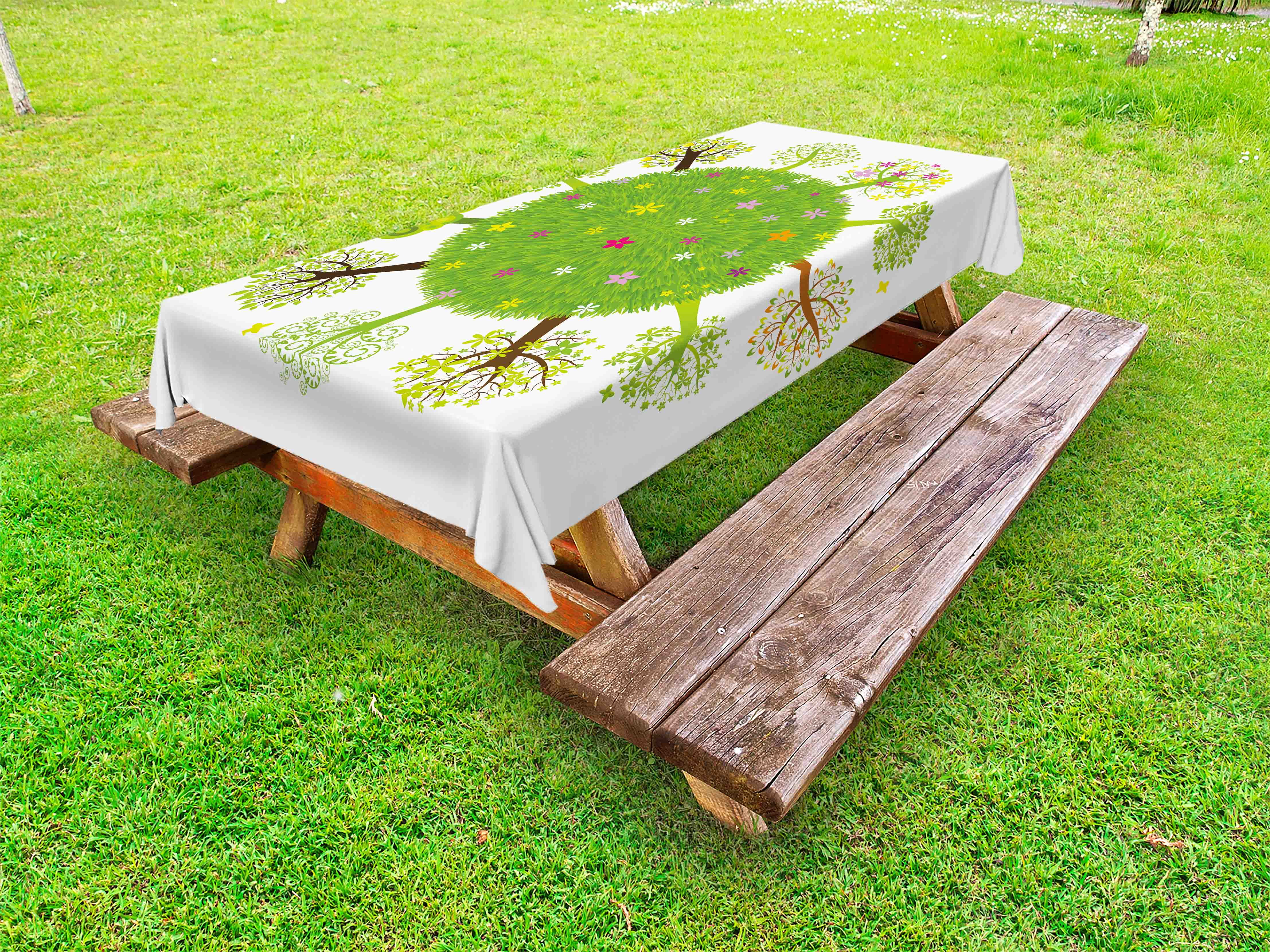 Earth Outdoor Tablecloth, Various Green Trees Around the World in Full ...
