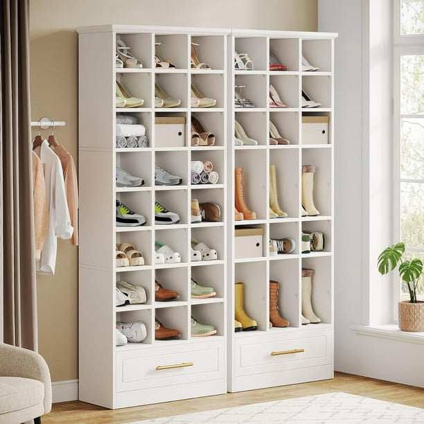 White shoe rack wood store