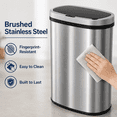 13 Gallon Automatic Touchless Trash Can with Lid – Stainless Steel Oval ...