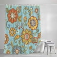 Boho Floral Shower Curtains for Bathroom, Yellow Orange Flower Leaf ...