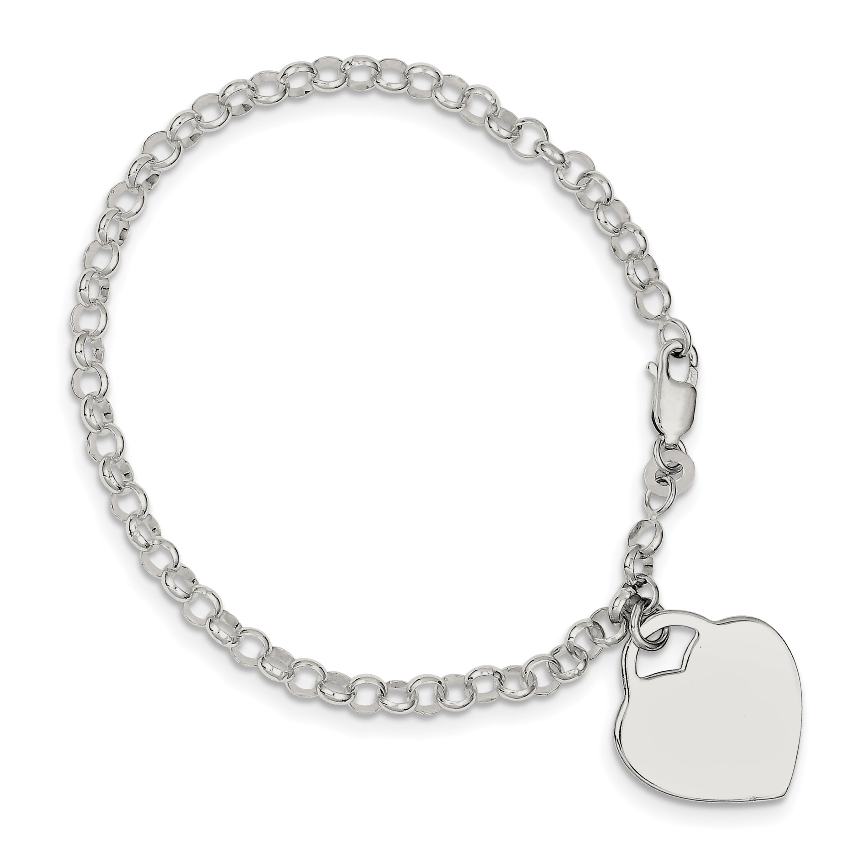 925 Sterling Silver Heart Charm Bracelet W/charm Fine Jewelry Ideal ...