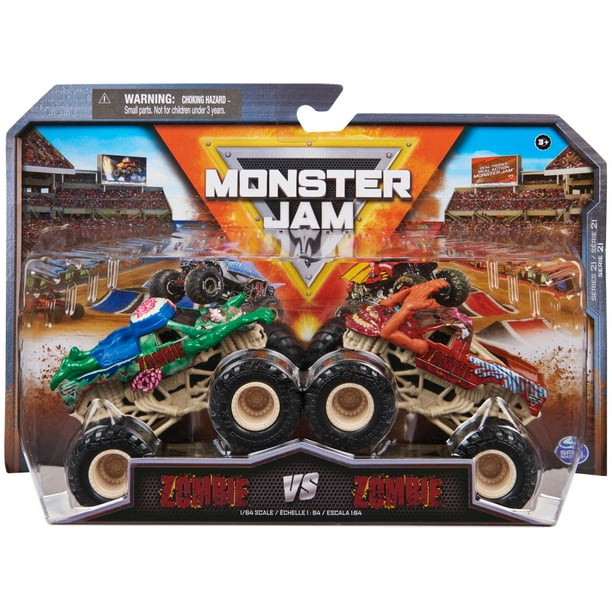 Monster Jam, Zombie Vs. Zombie 1:64 Scale Die-Cast Monster Trucks ...