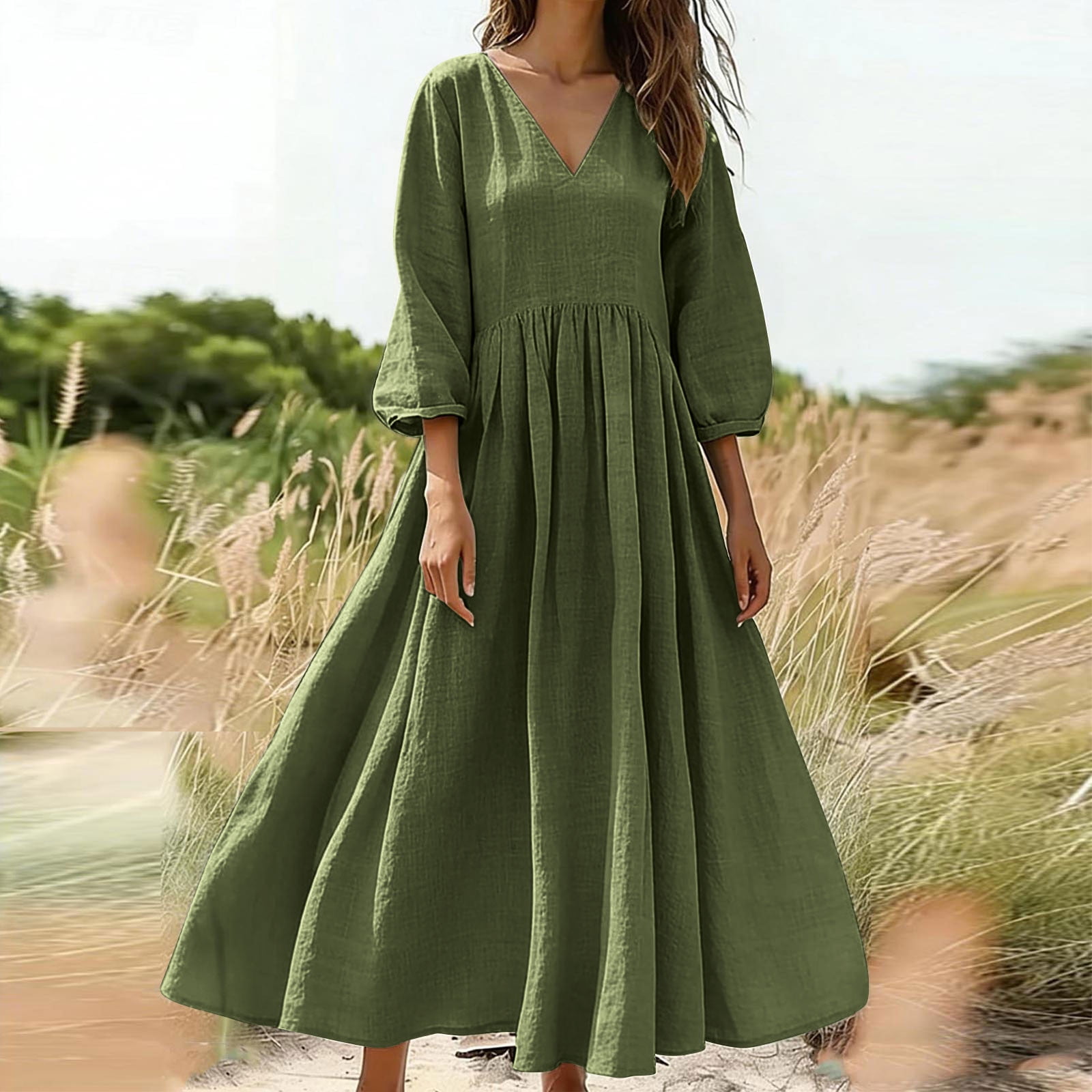 Click here for Heisall Womens Smocked Spring Summer 3/4 Sleeve Fl... prices
