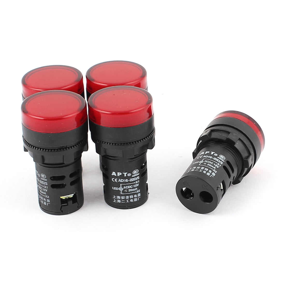 5Pcs AC/DC 12V 21mm Panel Mount Red LED Indicator Pilot Signal Light ...