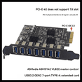 USB3.2 GEN2 10Gbps PCIe Expansion Card TYPE-A PCI-E 4X to 7 Ports USB 3 ...