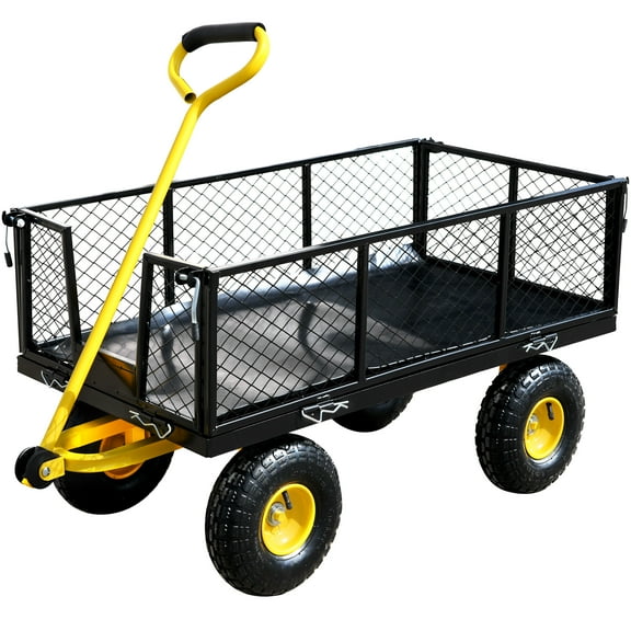 Steel Garden Cart 680 Lbs Capacity - Heavy Duty Utility Wagon with 10 ...