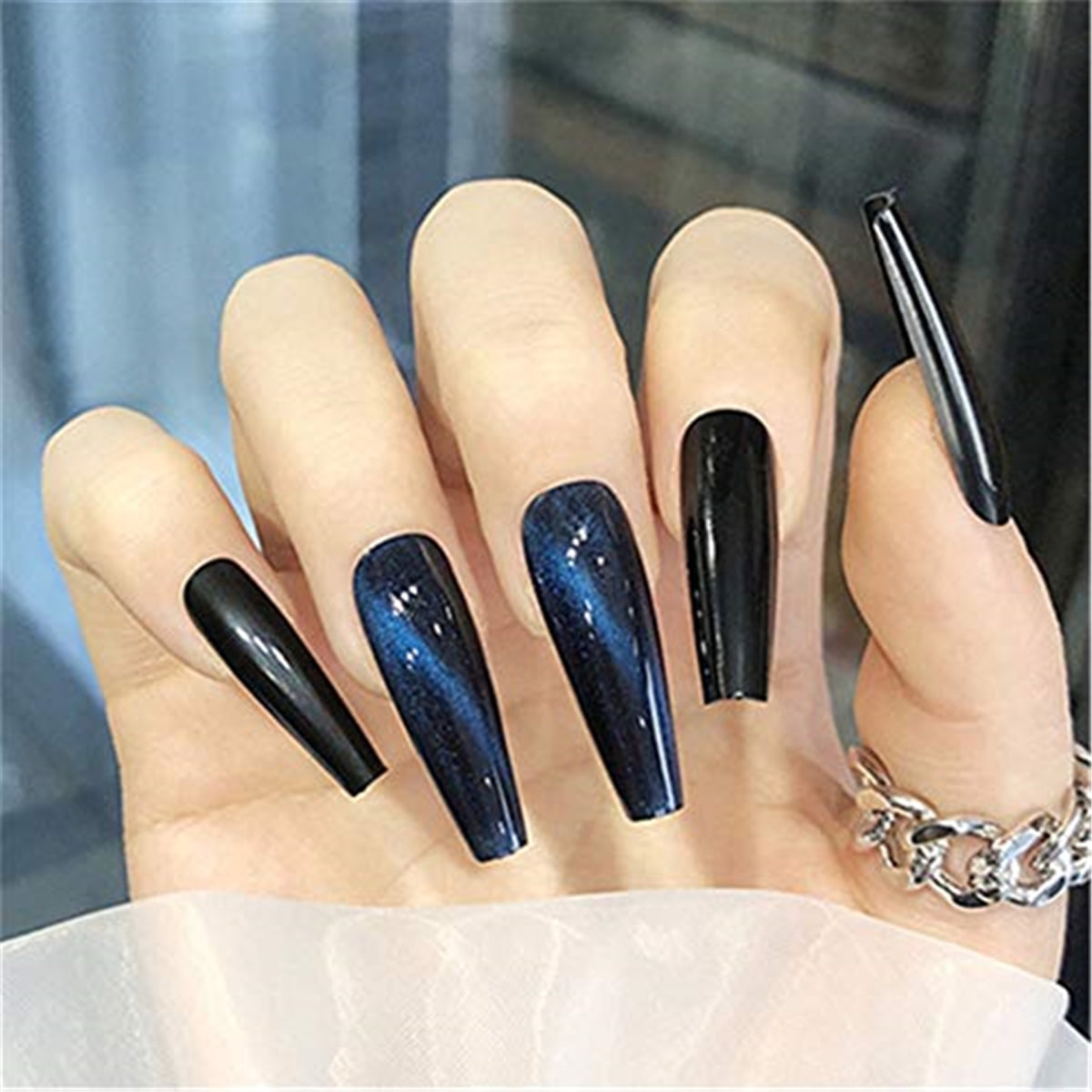 24pz Press On False Nails Fake Nail Salon Full Cover Design for Women ...