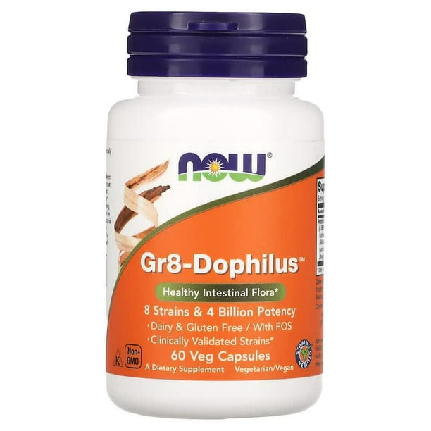 NOW FOODS GR8-DOPHILUS SALUD INTESTINAL 60VCAPS | Walmart en línea