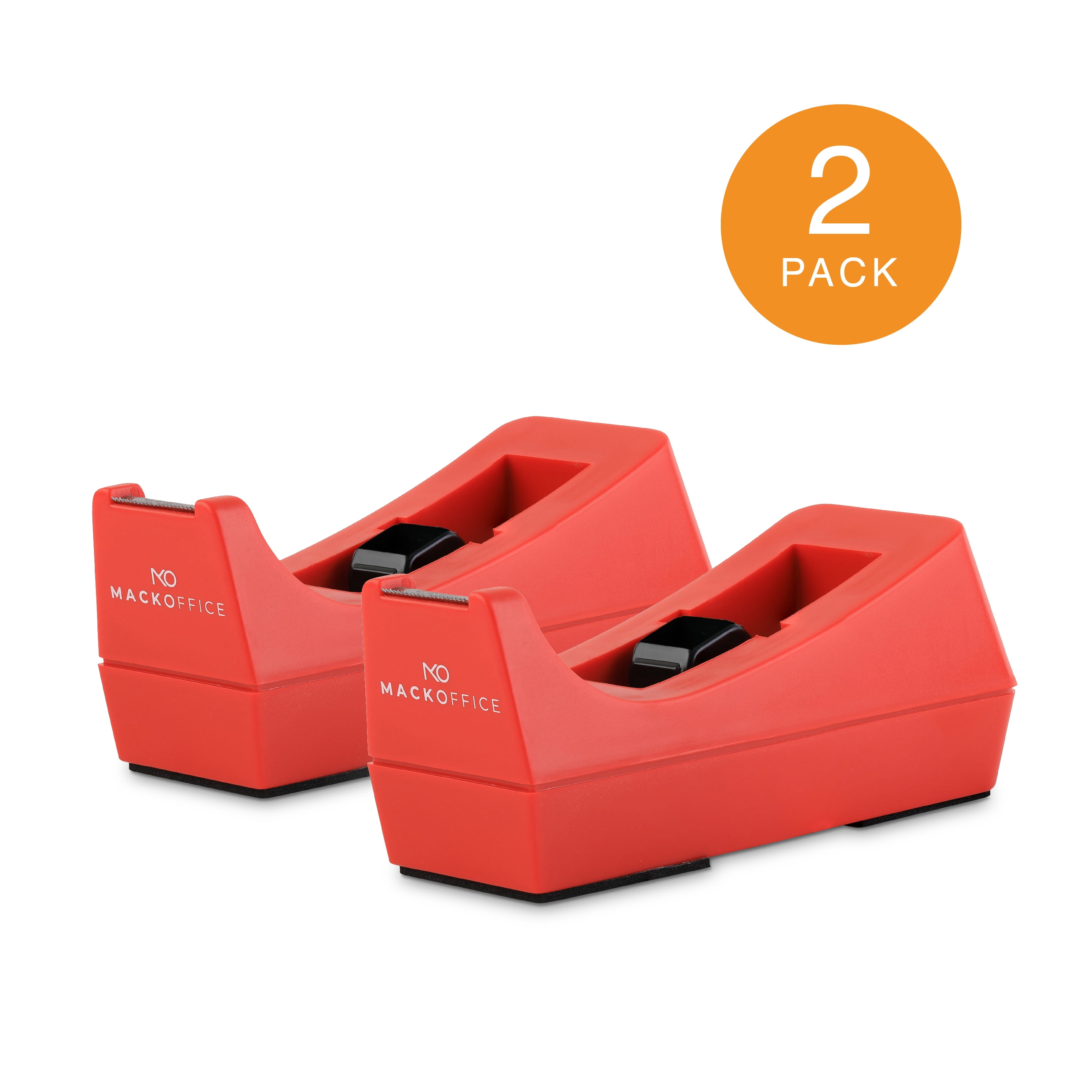 Desktop Tape Dispenser Red (2 Pack) 1 core, Weighted and Non-Skid ...
