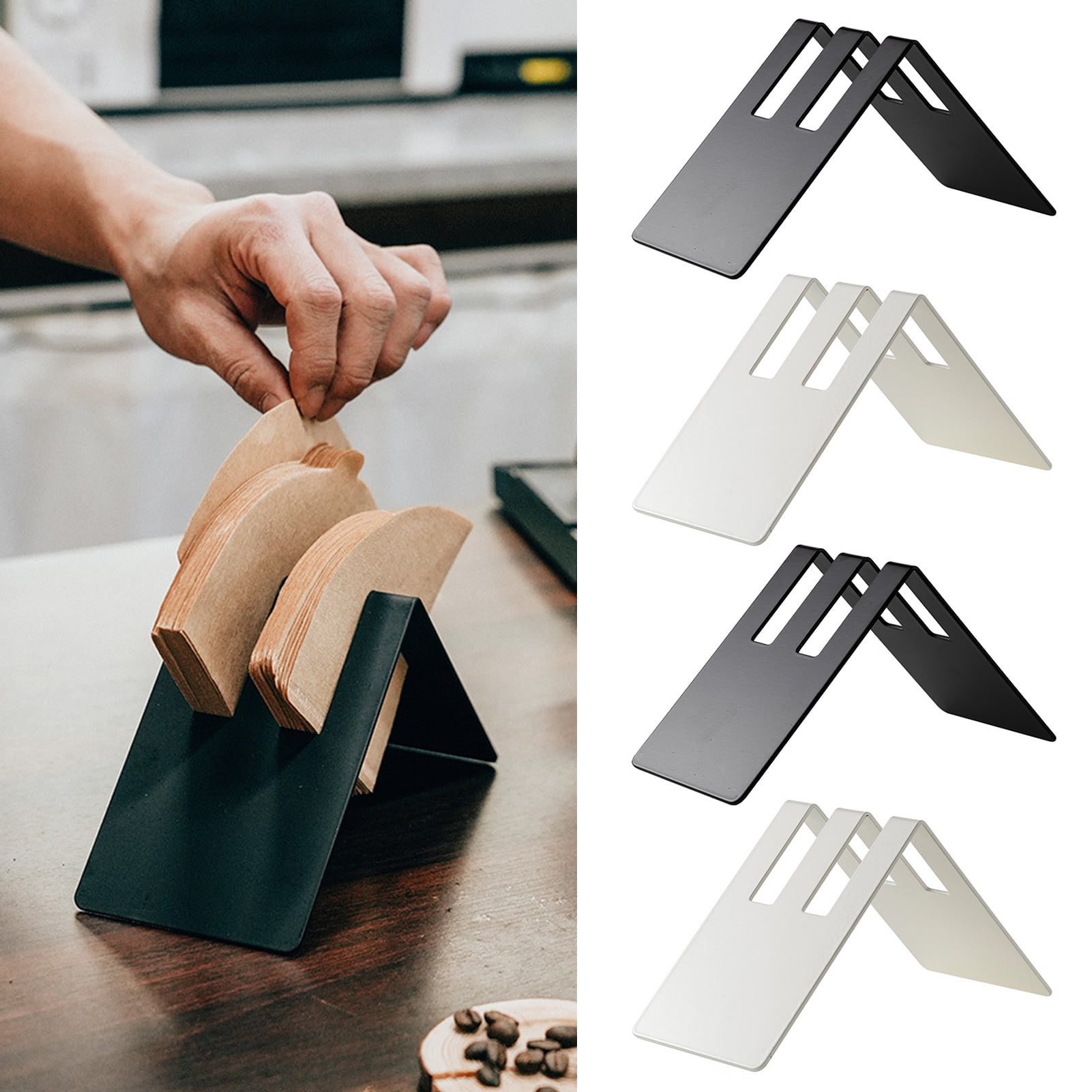 TidBay Coffee Filter Paper Holder Rack Double Card Slot Coffee Filter ...