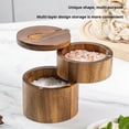 2-Layer Salt and Pepper Bowl Set with Spoon, Magnetic Swivel Lid ...