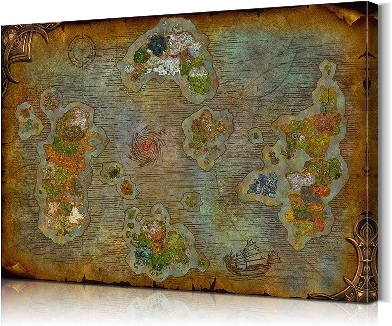 Retro World Map of Warcraft Wall Art Decor Vintage HD Azeroth Game Map ...