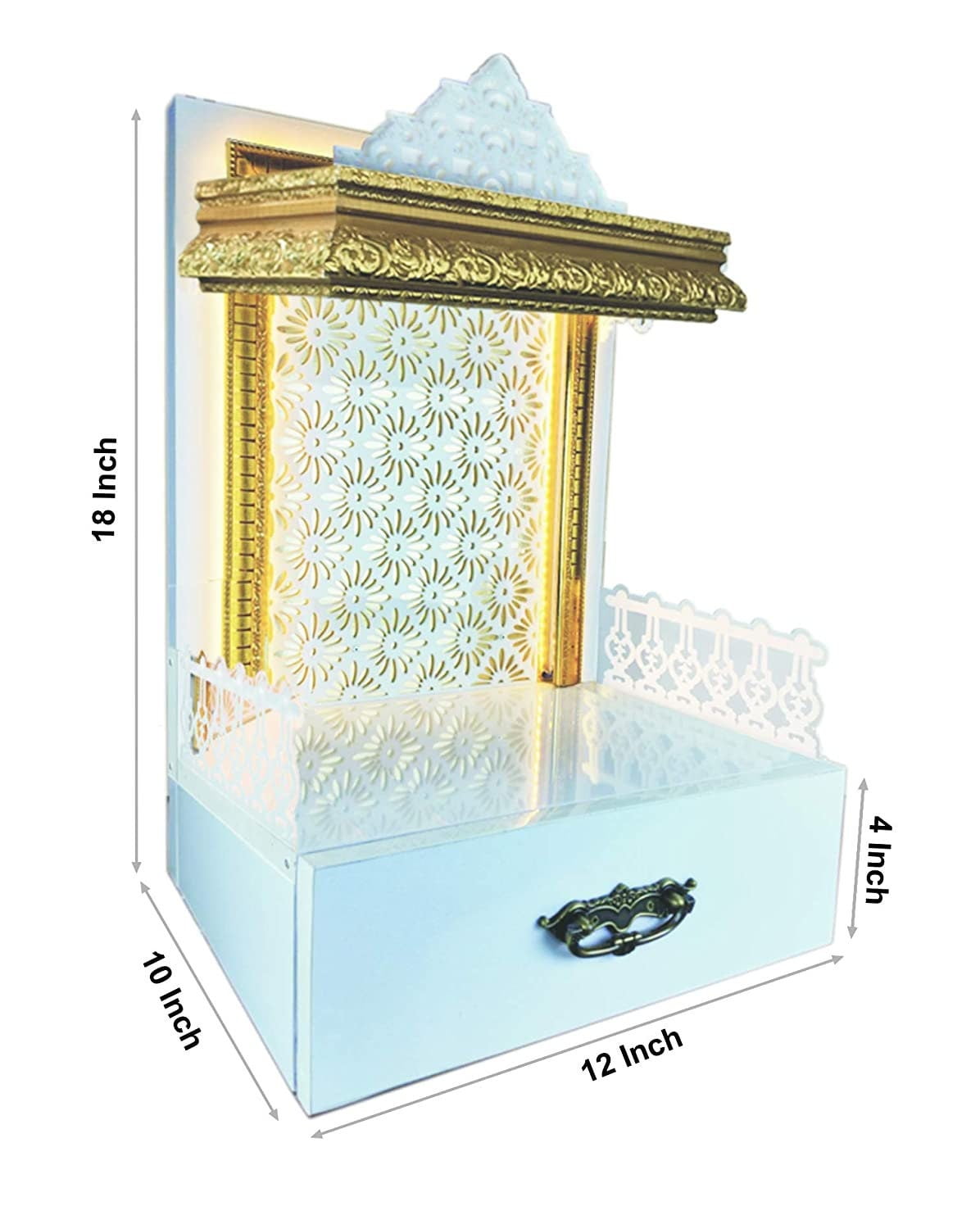 Customized Wooden Temple with LED Lights For Home and Office Home ...