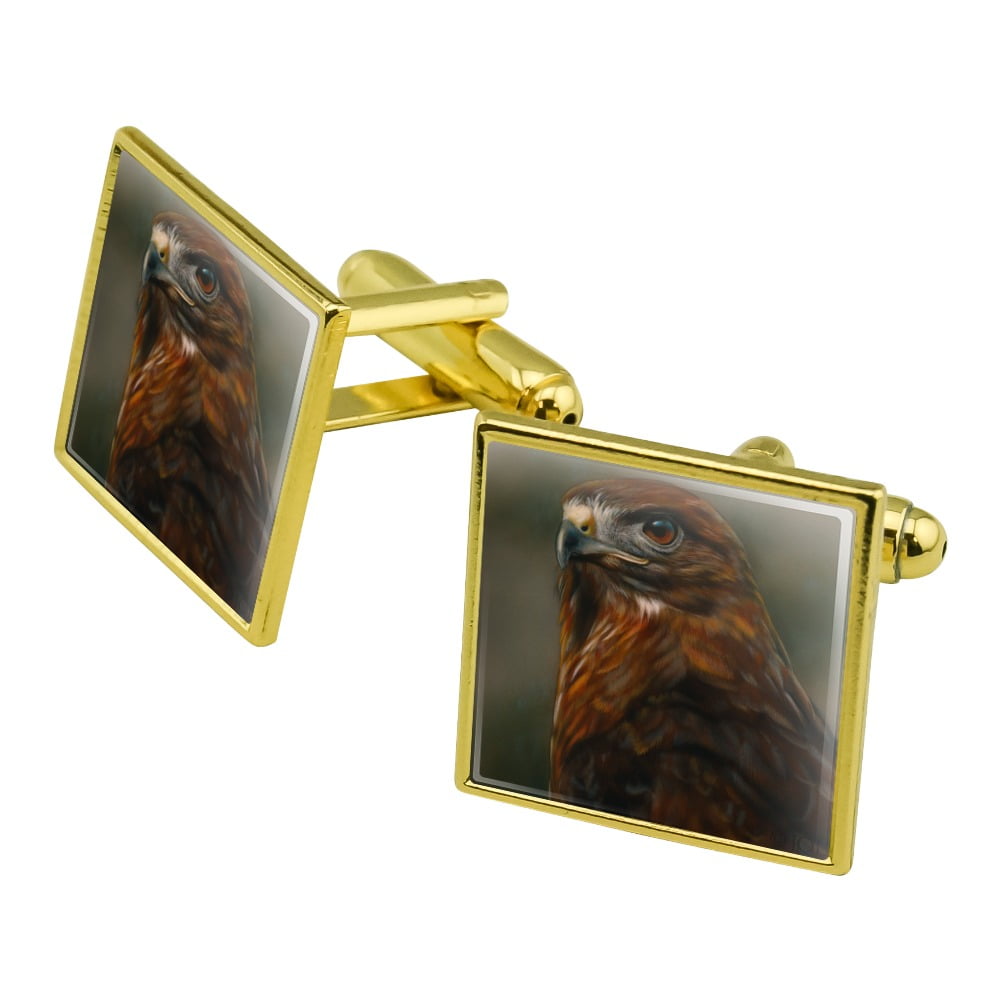 Red-Tailed Hawk Raptor Portrait Square Cufflink Set - Silver or Gold ...