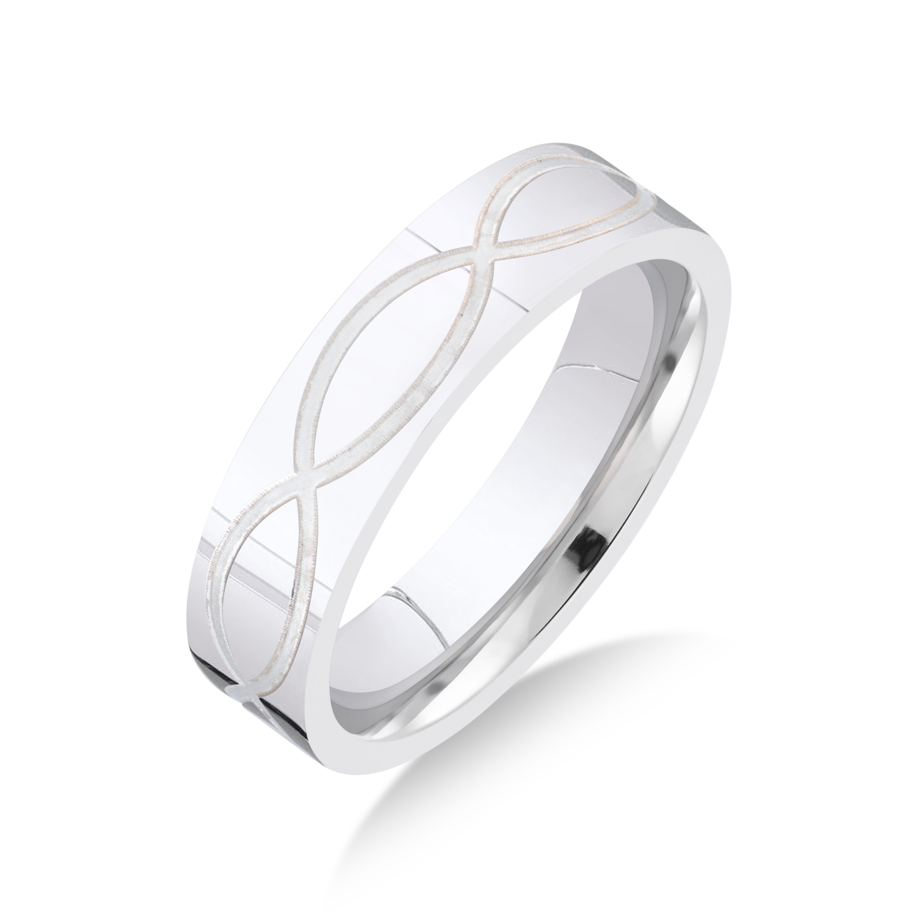 Eternal Bond Titanium 6MM INFINITY Symbol Engraved Center Wedding Band ...