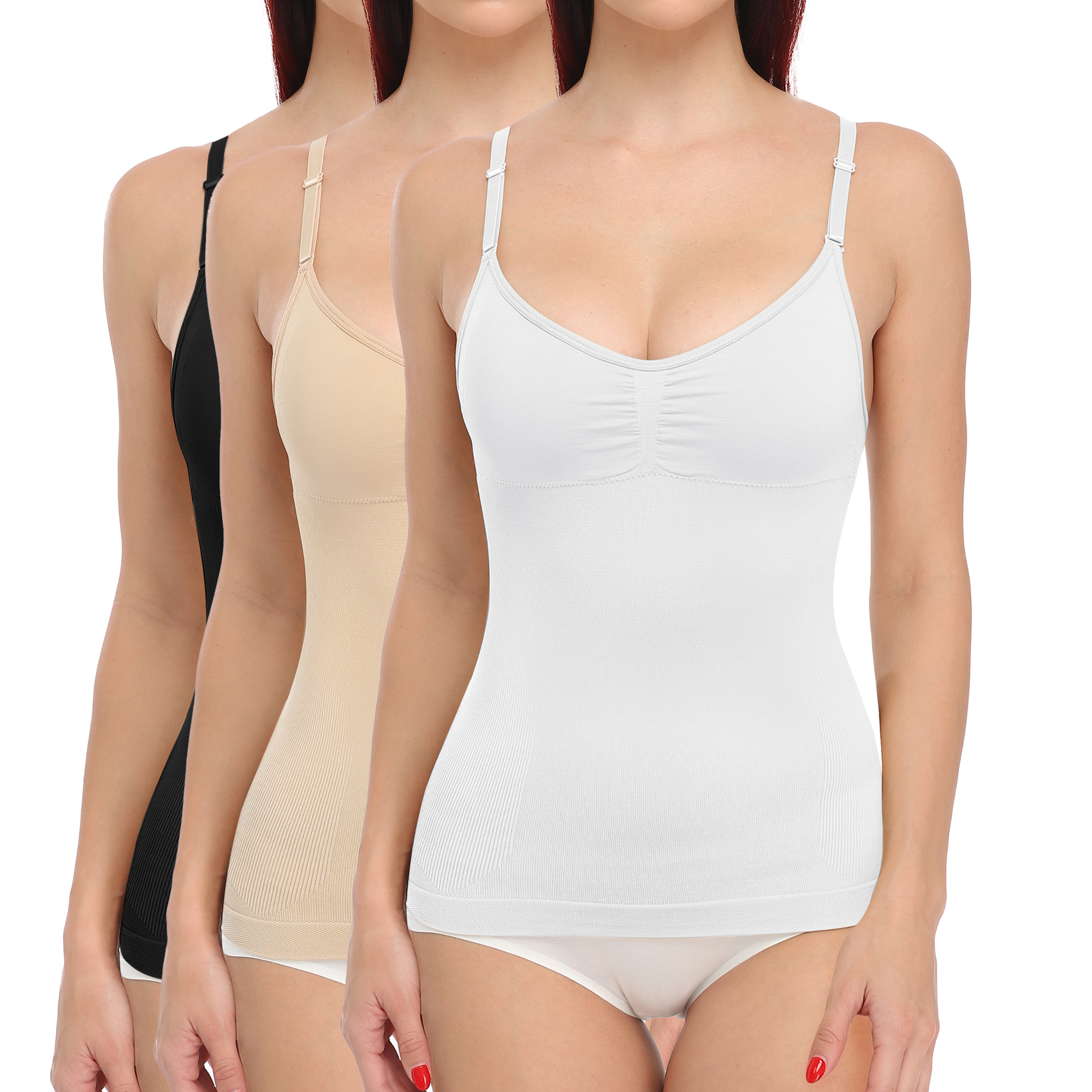 Comfree 3 Packs Womens Shapewear Cami Tummy Control Compression Tank