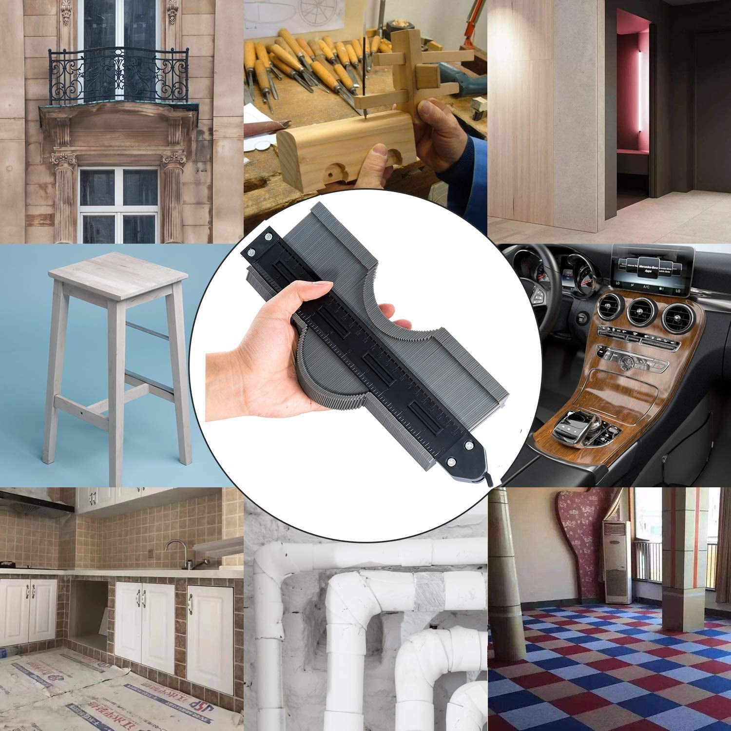 Medidor de contorno de plástico con cerradura Regla de medición de ...