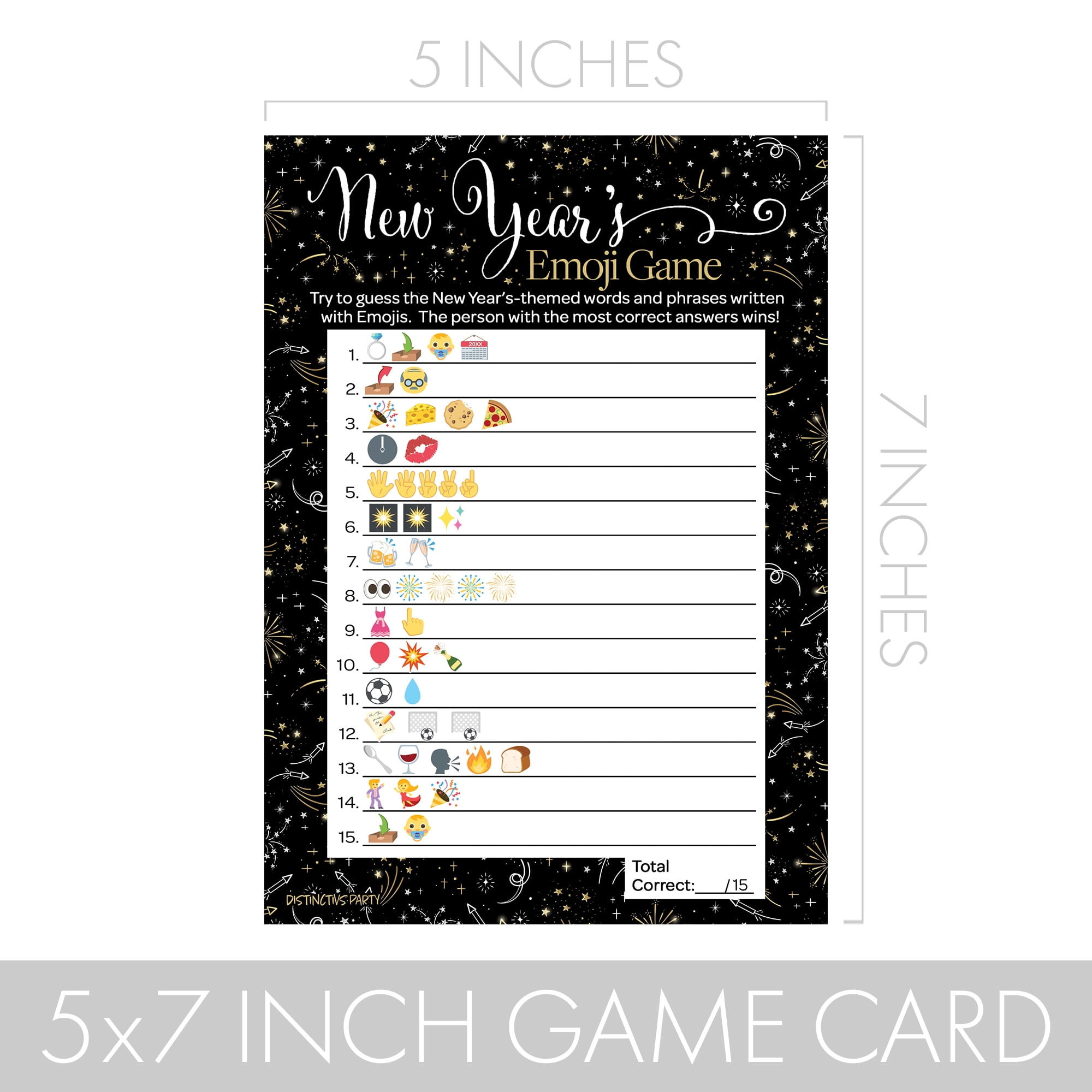 Buy Distinctivs New Year's Eve Emoji Party Game, 25 Game Cards Online ...