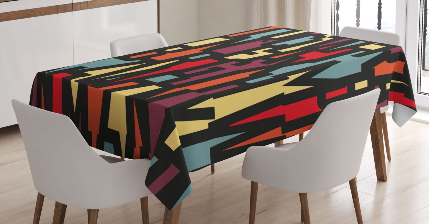 Ambesonne Abstract Tablecloth Rectangular Table Cover, Fractal Funky ...