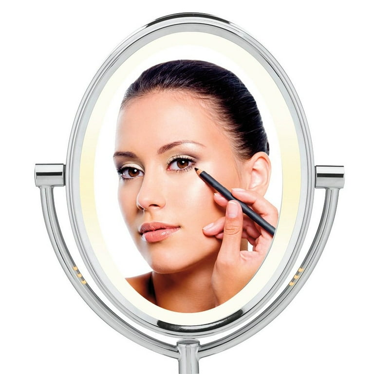 Conair Oval Polished Chrome Double Sided Lighted Makeup Mirror ...