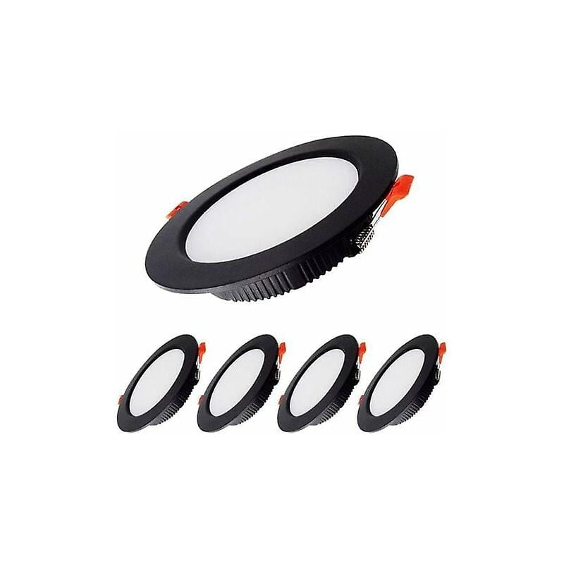 Juego de 5 Focos Empotrables Led Negros, Extra Planos, 5W 500LM=50W ...