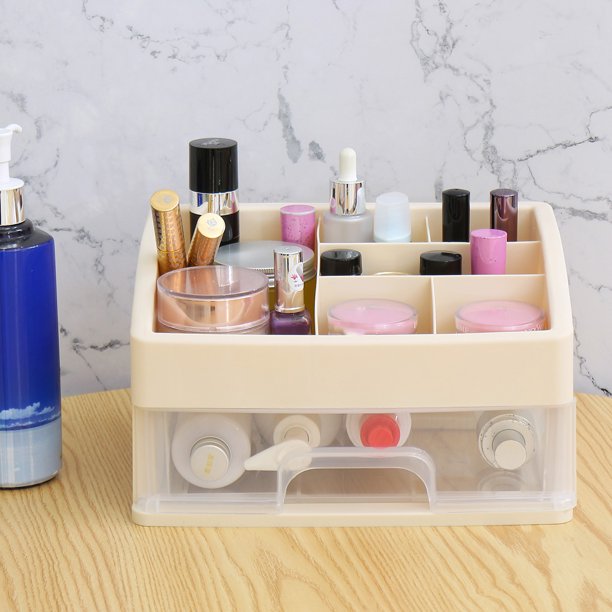 1-3 Layers Cream Color Female Makeup Drawer Cosmetics Storage Box for ...