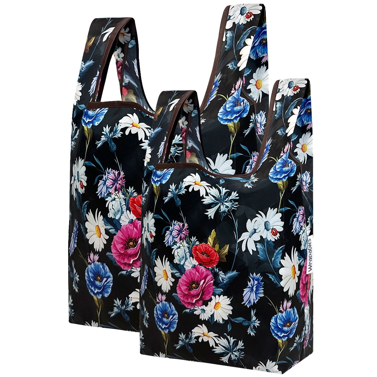 Wrapables JoliBag Collection Reusable Shopping Bag (Set of 2), Midnight ...