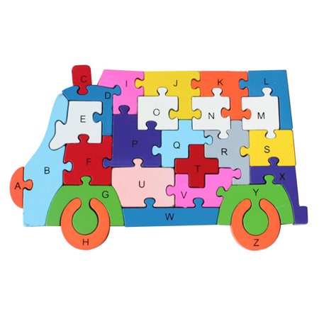 26 Pieces Wood A-Z Alphabet Number Jigsaw Puzzle Various Patterns ...