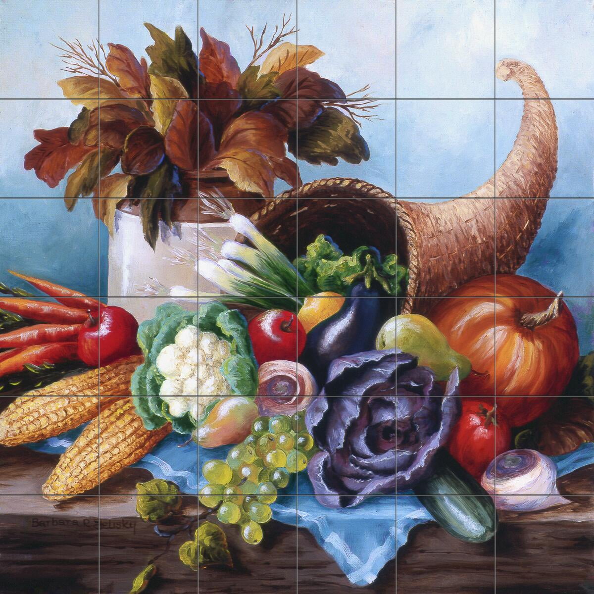 Tile Mural Kitchen Backsplash - Harvest Cornucopia - by Barbara Felisky ...