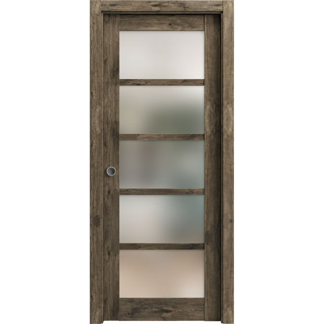 Sliding French Pocket Door 24 x 80 inches | Quadro 4002 Cognac Oak with ...