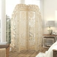 DecMode 60" x 72" White Wood Floral Handmade Foldable Arched Partition ...