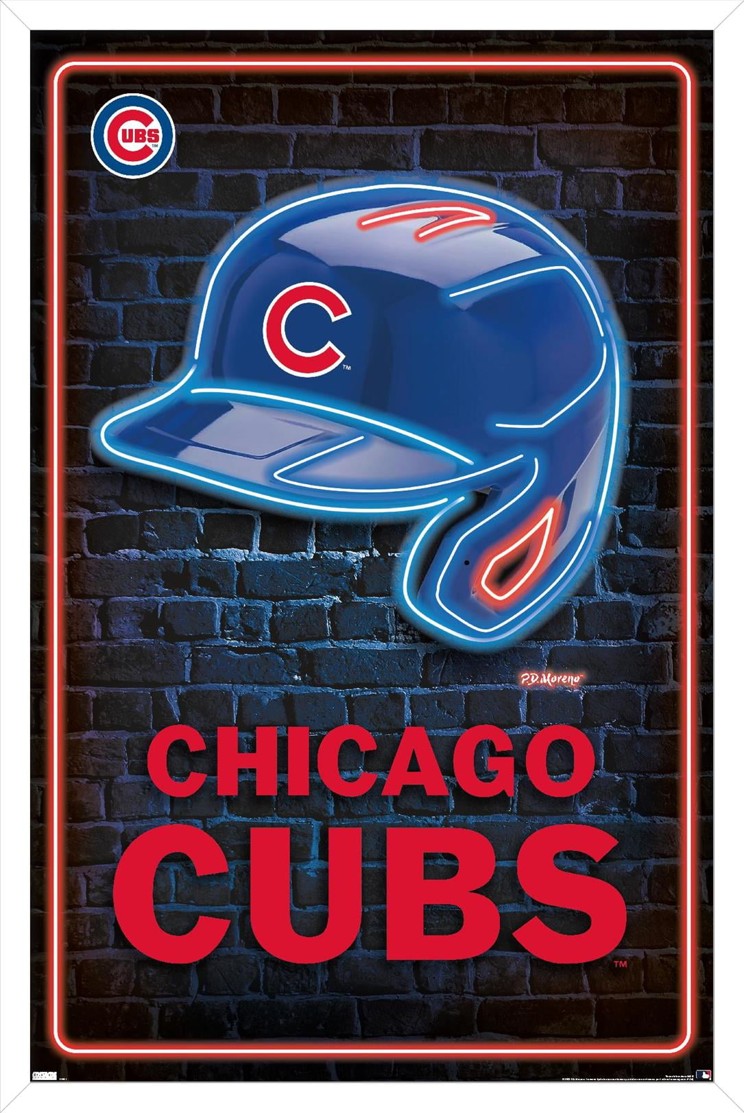 MLB Chicago Cubs - Neon Helmet 23 Wall Poster, 22.375" x 34" Framed ...