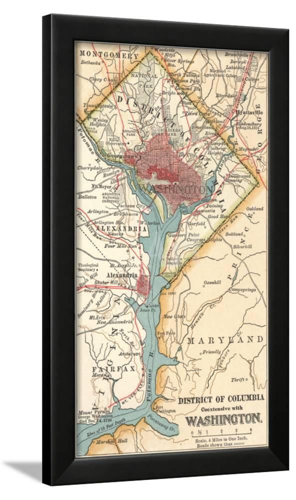 Map of Washington DC C 1900, Maps, Framed Art Print Wall Art by ...