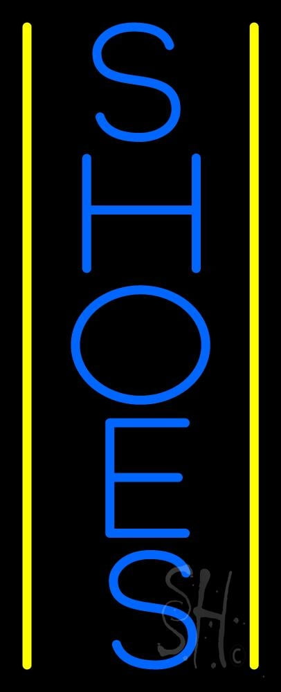 Vertical Shoes Yellow Line LED Neon Sign 24 x 10 - inches, Black Square ...